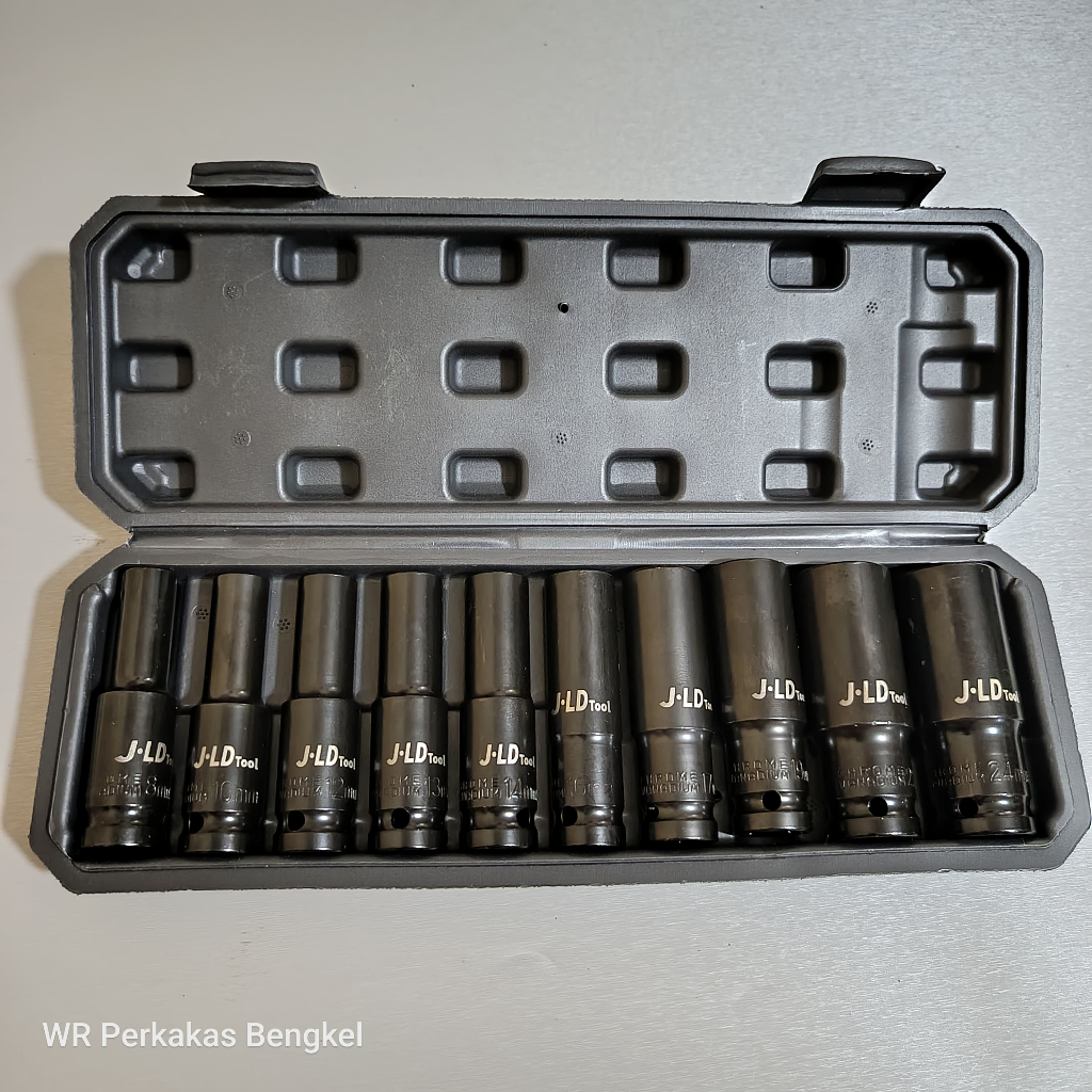 Jual JLD Kunci Sok Impcat 10 Pcs 8-24mm - Socket Set 1/2 Inch Mata Socket Extention - Mata ...