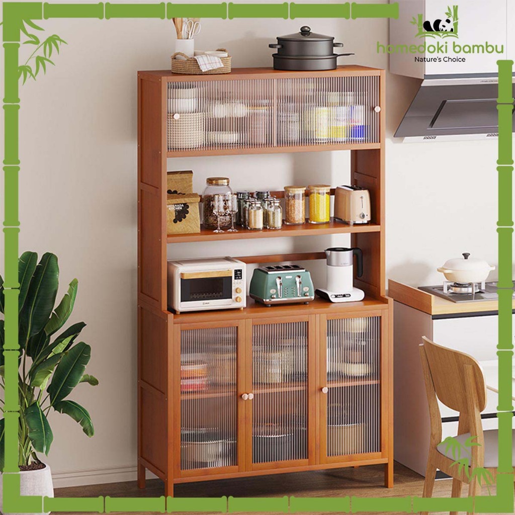 Jual Homedoki Bambu - Buffet Coklat / Lemari Dapur Minimalis / Rak ...