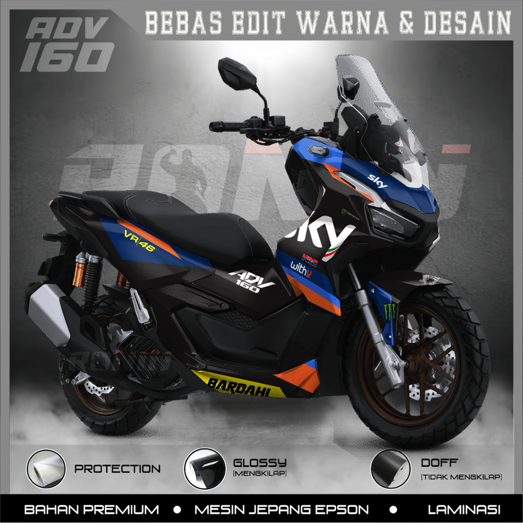 Jual BISA CUSTOM STICKER DECAL FULL BODY STIKER ADV 160 MOTIF SKY ...
