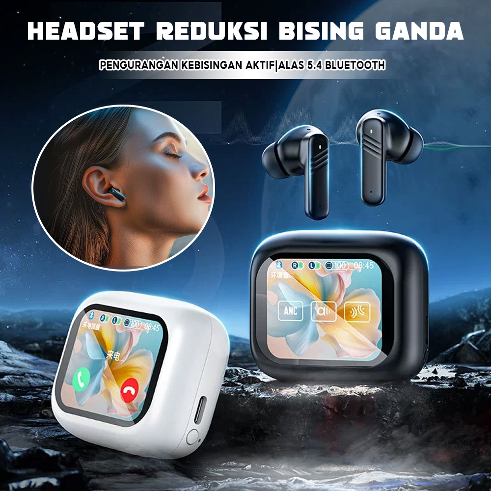 Jual M6 Touch Bluetooth Earphone Layar LCD Touch Screen ANC Pengurangan ...