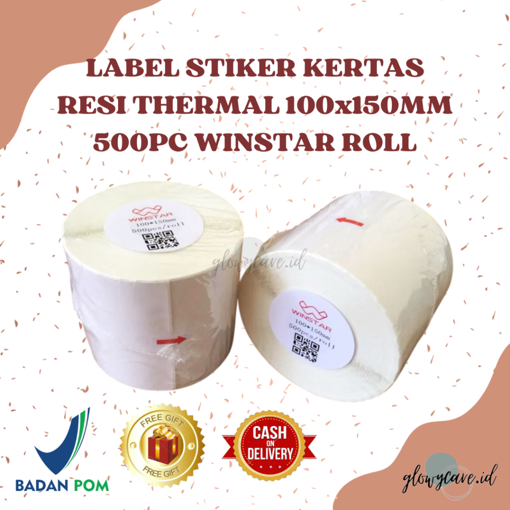 Jual Label Stiker Kertas Resi Thermal 100x150mm 500 pcs Merk Winstar Roll | Shopee Indonesia