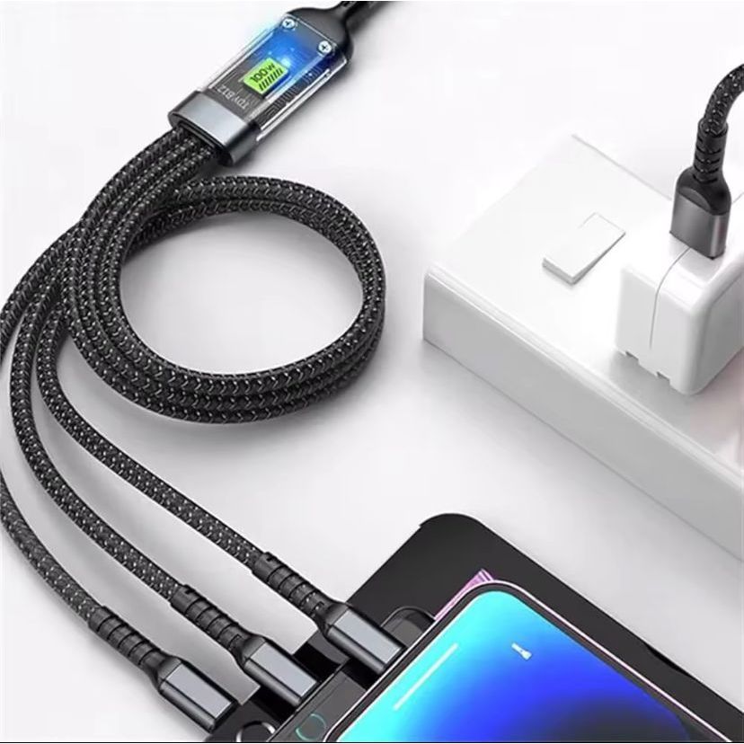 Jual KABEL CHARGER 100Watt 3IN1 SUPER FAST CHARGING USB MICRO TIPE C ...