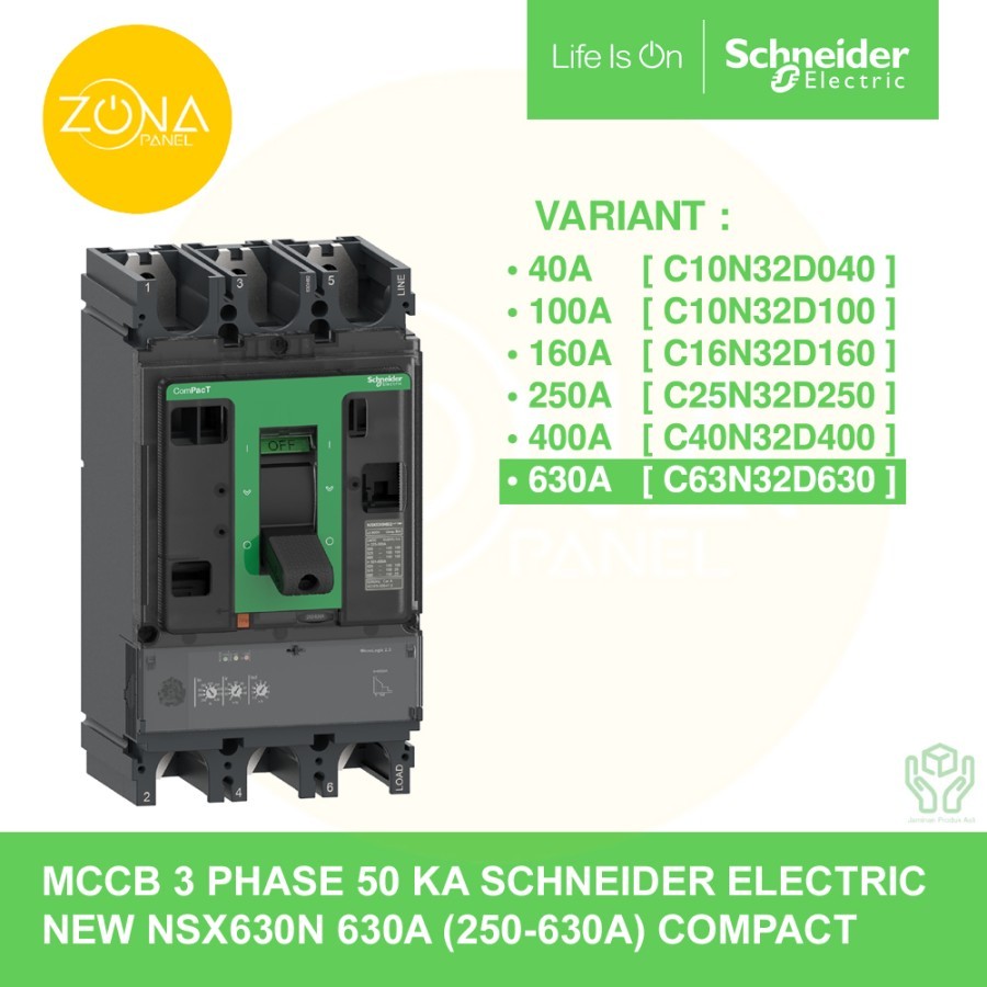 Jual MCCB NEW NSX630N SCHNEIDER 3P 630A MIC 2.3 50KA C63N32D630 ...