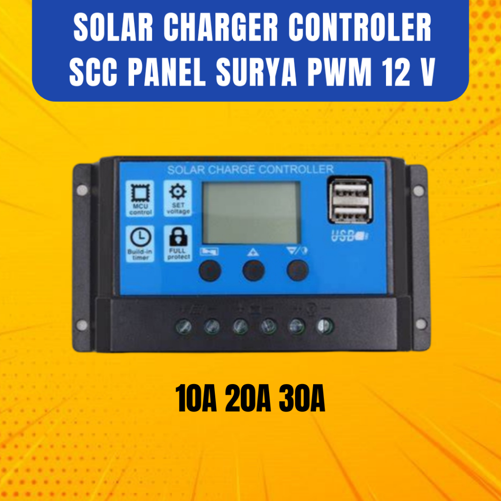 Jual Solar Charge Controller SCC PWM 10A 20A 30A USB LCD 12V Panel Surya PLTS Pengontrol Pengisi ...
