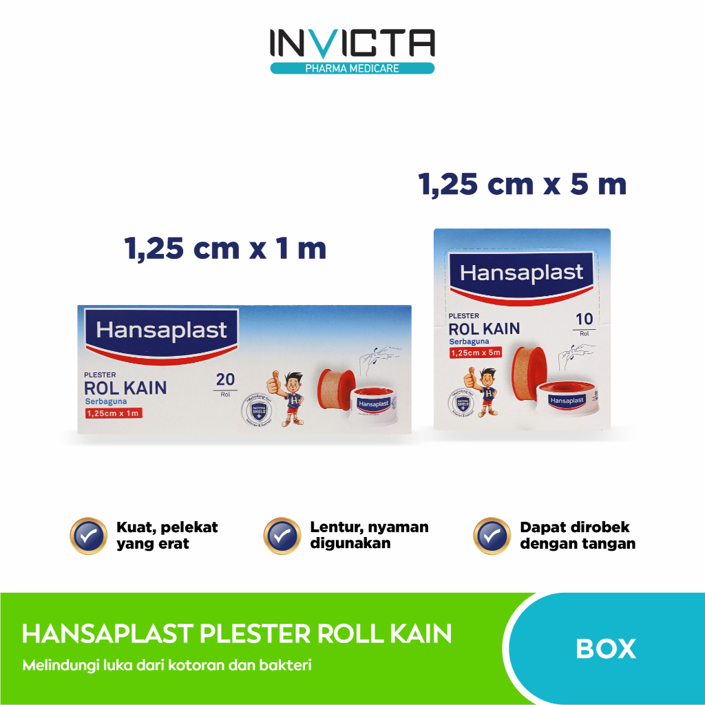 Jual Hansaplast Plester Roll Kain 1,25cm x 1m & 1,25cm x 5m - Box ...