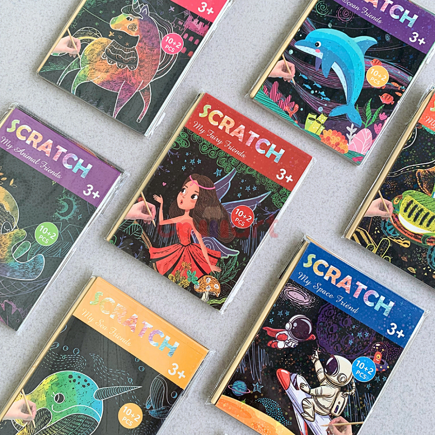 Jual 1 Set DIY Painting Pocket Scratch Book Mini A6 Isi 12 Lembar ...