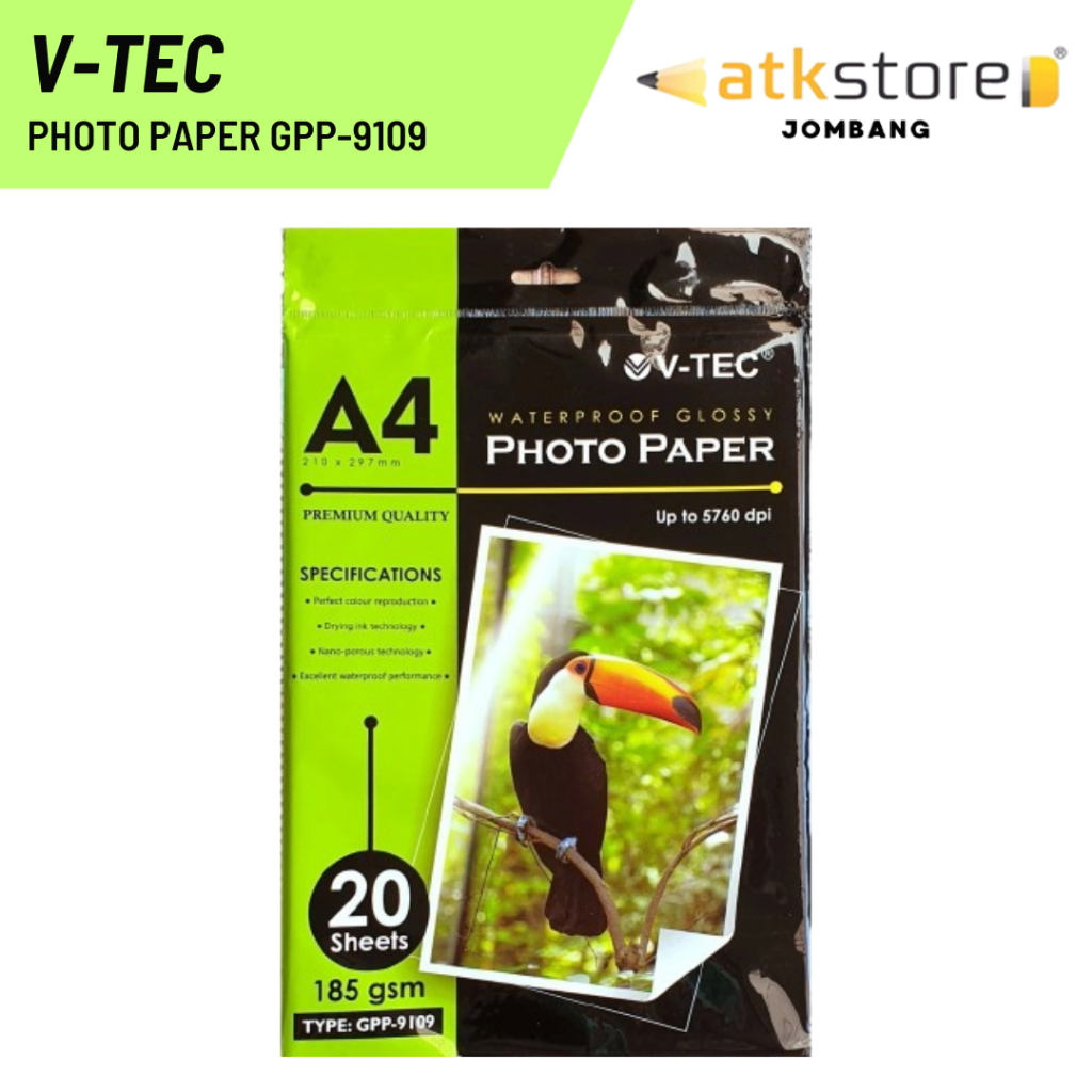 Jual V-TEC Glossy Photo Paper GPP-9109 A4 185GSM / V-Tec Glossy Photo Paper A4 185 Gsm Type Gpp ...