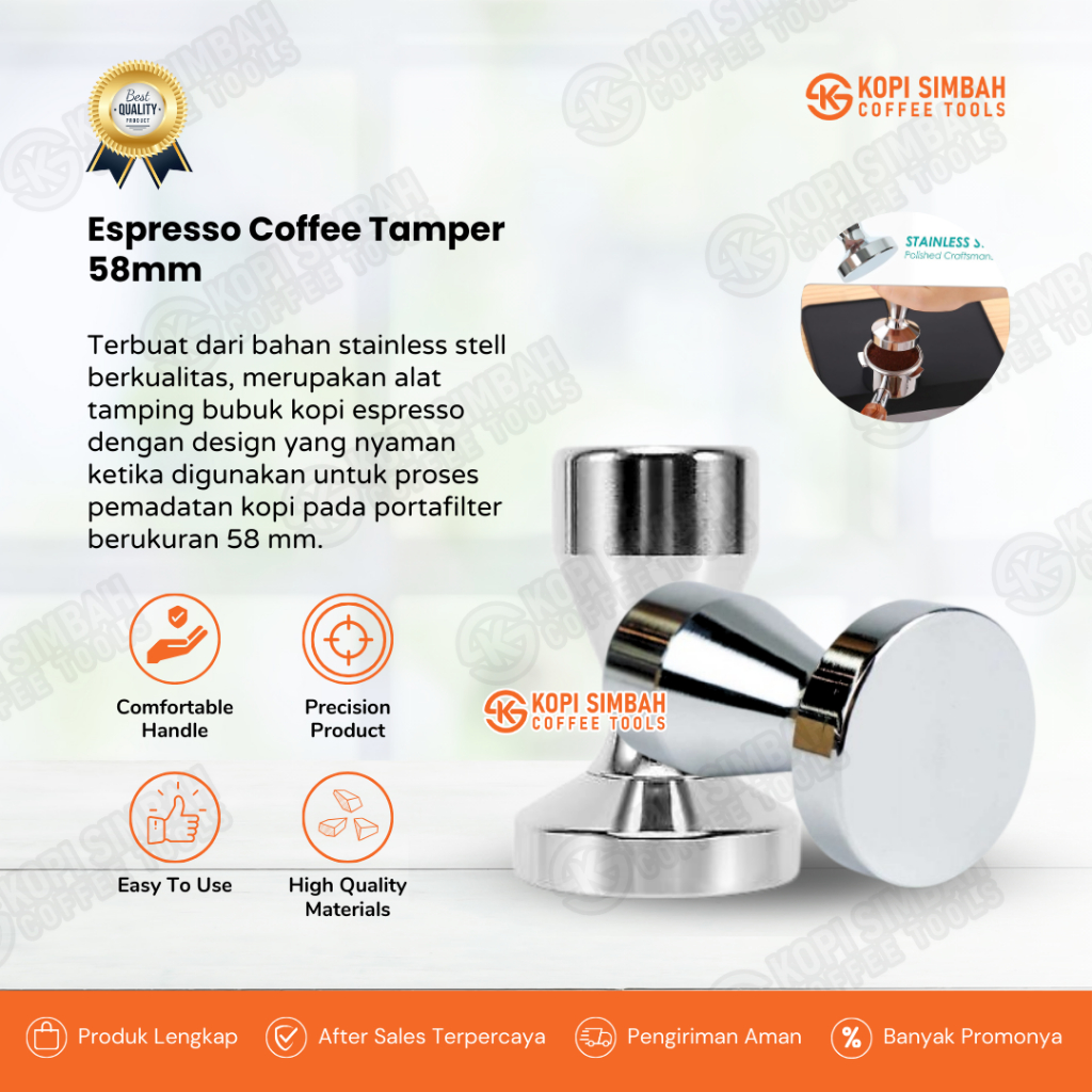 Jual Tamper Kopi Espresso 58 mm Full Stainless Steel Silver Alat ...