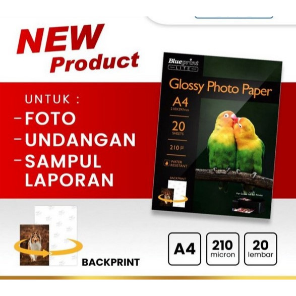 Jual Kertas Foto Merk Blueprint Lite 210 Mikron Lovebird (dengan ...