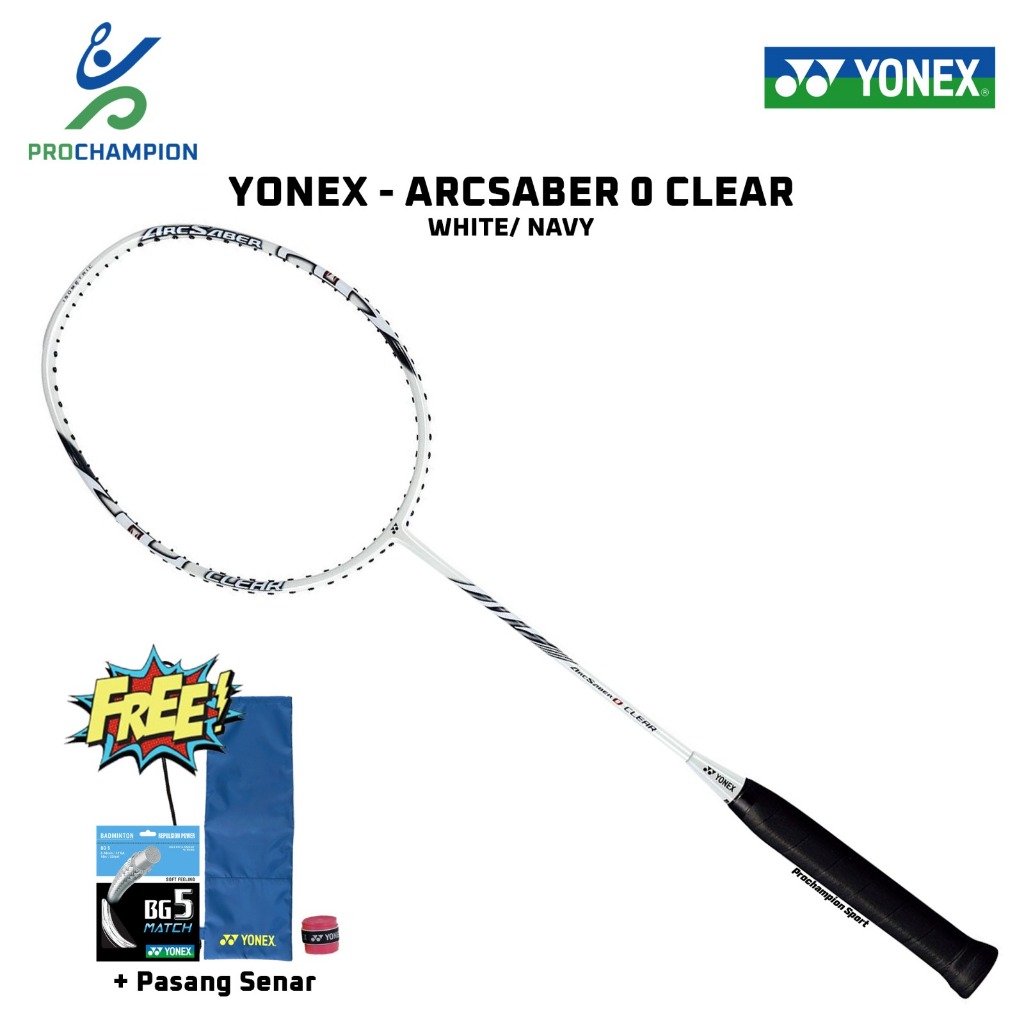 Jual Raket Badminton Yonex ARCSABER 0 Clear White Navy | Shopee Indonesia