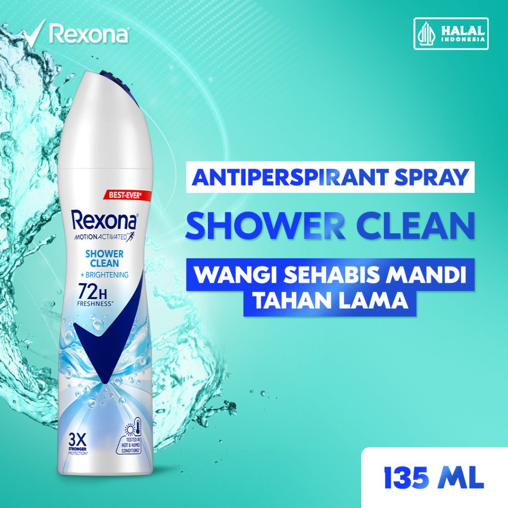 Jual Rexona Antiperspirant DEODORANT SPRAY Shower Clean 135ml - Rexona Antiperspirant Aerosol ...