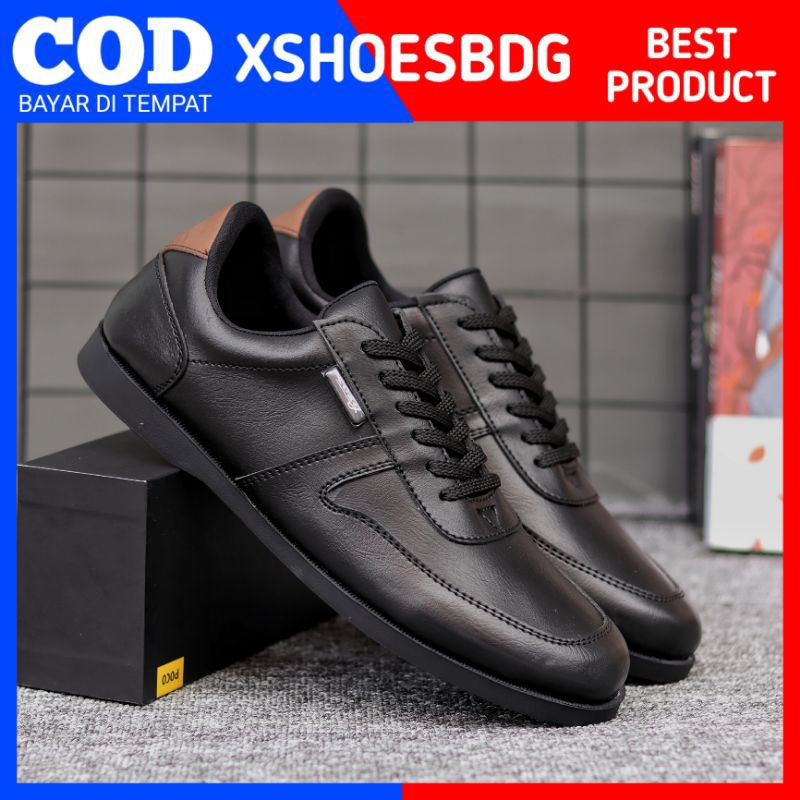 Jual Sepatu Sneakers Formal Pria Hitam Casual Kerja Kuliah Kantor | Shopee Indonesia