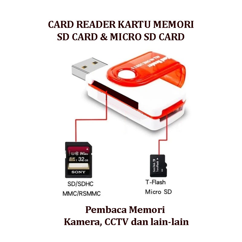 Jual Card Reader USB Multi Slot Pembaca Kartu Memori SD, MMc, RS-MMC, T ...