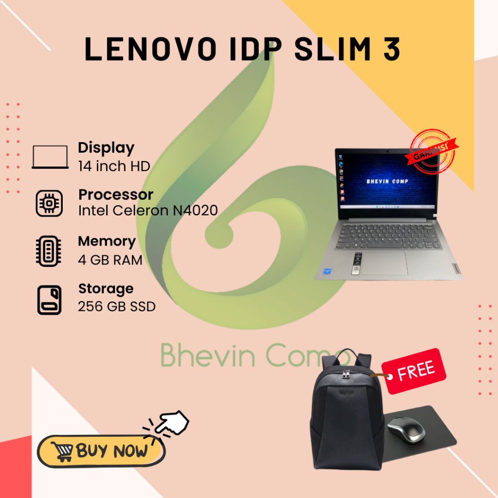 Jual LENOVO IDP SLIM 3 INTEL CELERON N4020 RAM 4GB SSD 256GB | Shopee ...