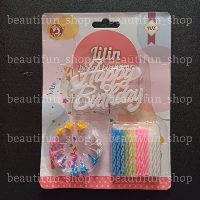 Jual Topper happy birthday set lilin ulang tahun mini ulir set topper ...
