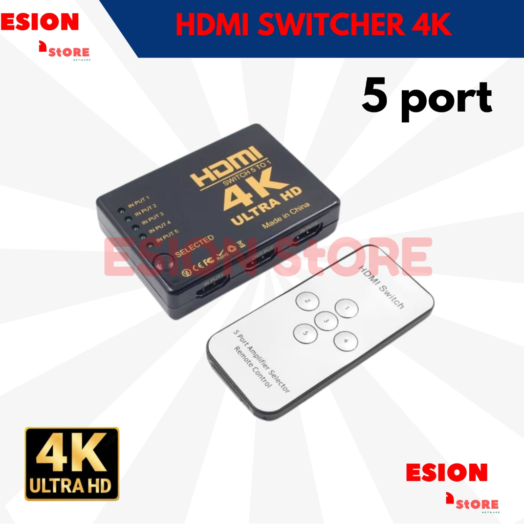 Jual Switcher HDMI 5 Port 4K/Switcher Wireless Remote Full HD 1080P 4K ...