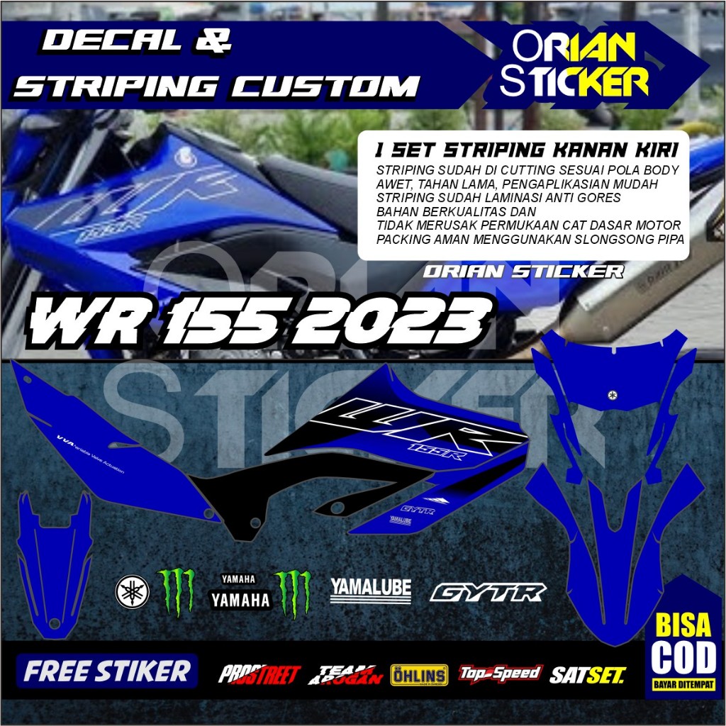 Jual striping wr 155 155 2021/2022 original biru hitam / stiker ori ...