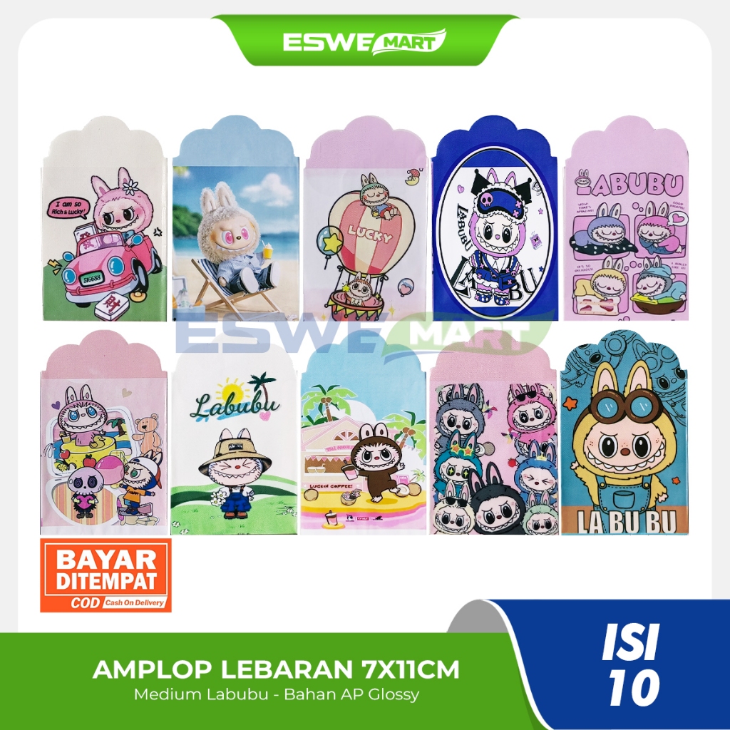 Jual [ 1 Pack isi 10 ] AMPLOP Lebaran Karakter Labubu Unik - Medium ...