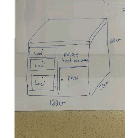 Jual kitchen set bawah 120x50x100 top table lapis hpl | Shopee Indonesia