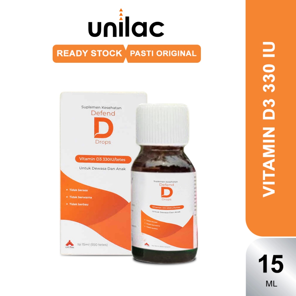 Jual Defend D Drops Vitamin D3 330 IU Tetes 15ml Untuk Bayi Anak Dewasa ...
