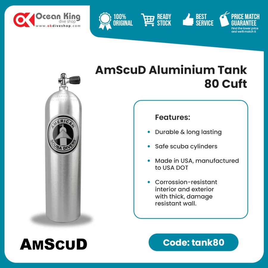 Jual TANK/TABUNG SELAM AMSCUD 80 CUFT/11.1 LITERS - 200 BAR/3000PSI ...