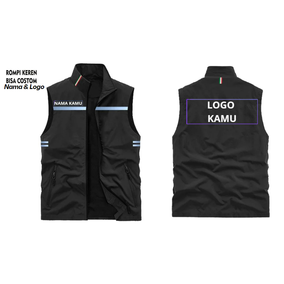 Jual Rompi Pria Custom Nama & Logo | Rompi Outdoor | Rompi Seragaman ...
