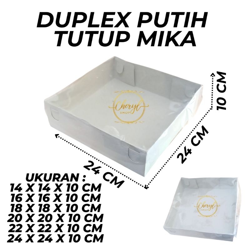 Jual (10 PCS) DOS / DUS KUE DUPLEX PUTIH TUTUP MIKA TINGGI 10 CM UK 14 ...