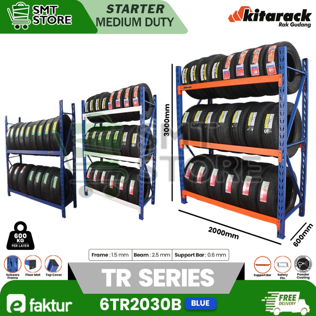 Jual KITARACK Rak Gudang Tire Rack 6TR2030 Biru Rak Ban Motor Ban Mobil ...