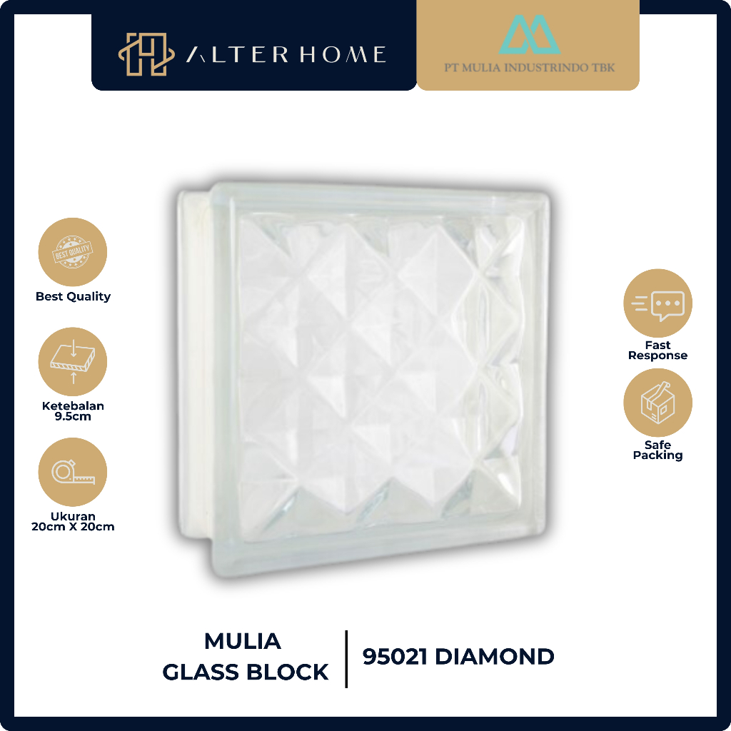 Jual MULIA GLASS BLOCK DIAMOND 95021 | 20cm X 20cm | ROASTER KACA MULIA ...