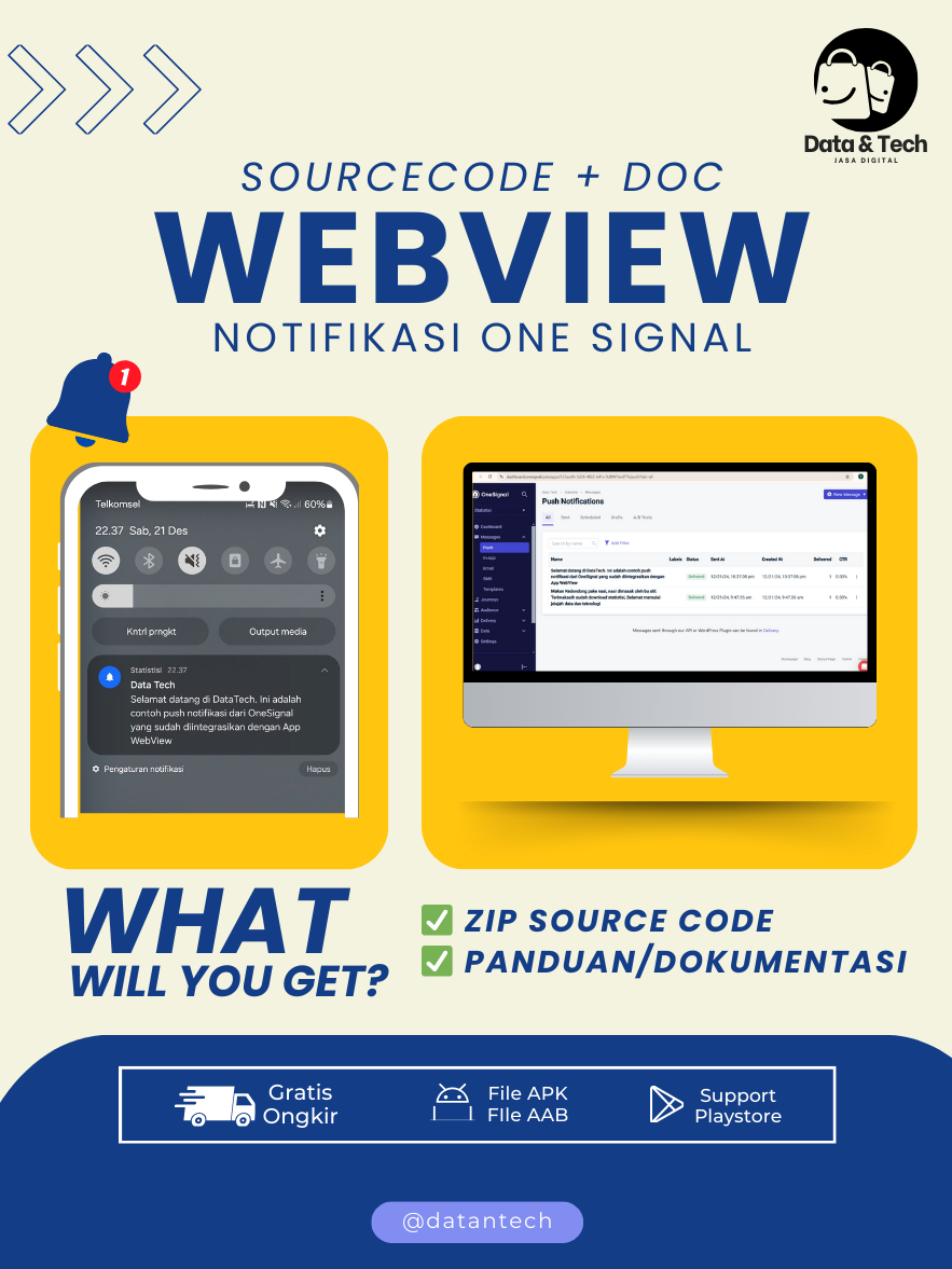Jual Source Code Android WebView dengan Notifikasi One Signal | Shopee Indonesia