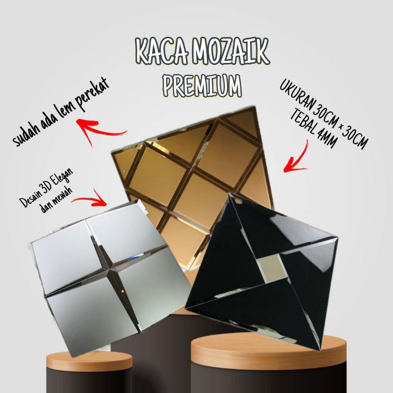 Jual KACA CERMIN BEVEL MOZAIK / TEBAL 4MM / UKURAN 30CM × 30CM / SUDAH ...