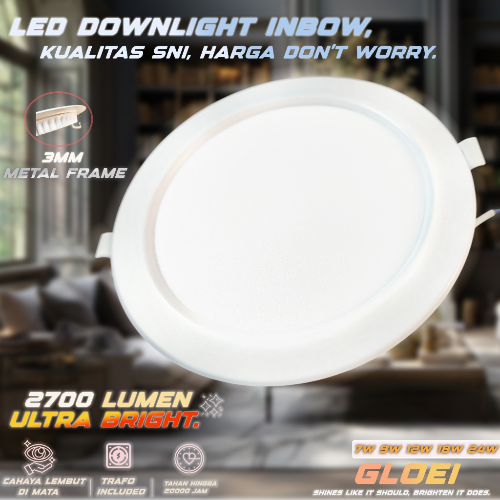 Jual Lampu Downlight LED Premium Inbow Body Aluminium Tebal 7W 9W 12W ...