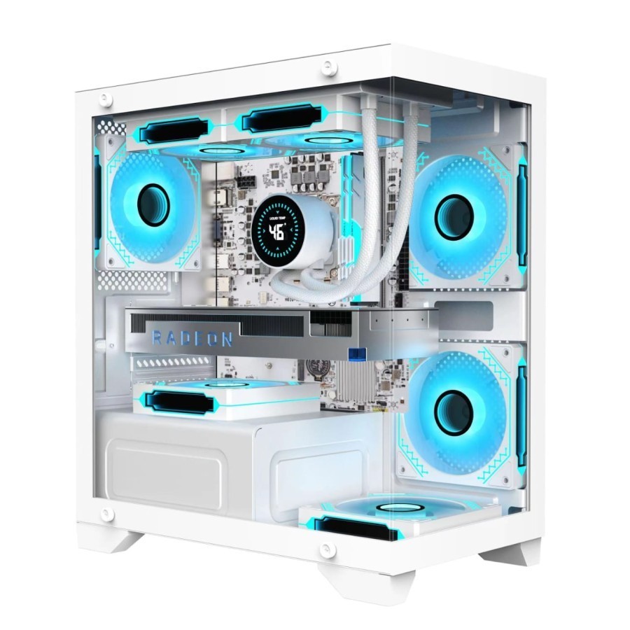 Jual Casing Pc Gaming Raptor Aqua Zone White Free 3 Fan | Shopee Indonesia
