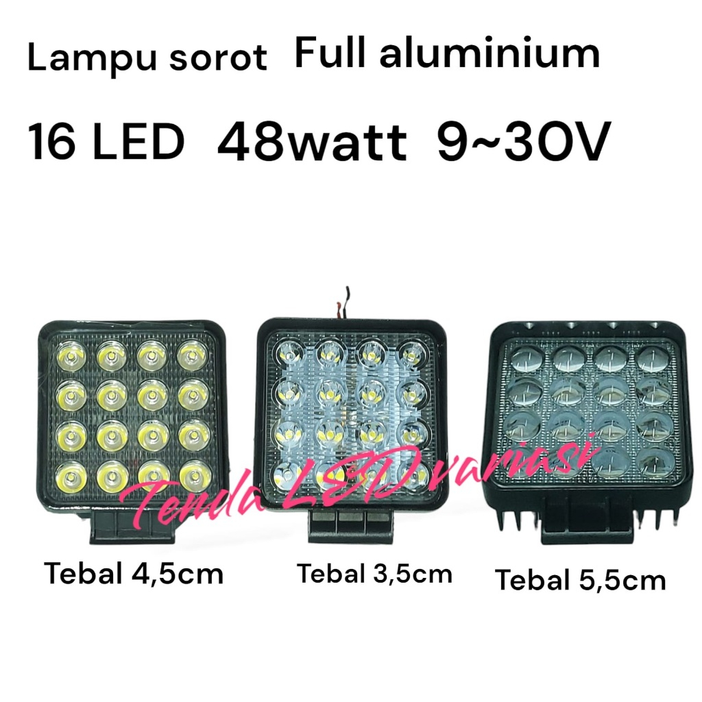 Jual Lampu LED Sorot Tembak Tebal Worklight Mobil Motor lampu proyek 16 ...
