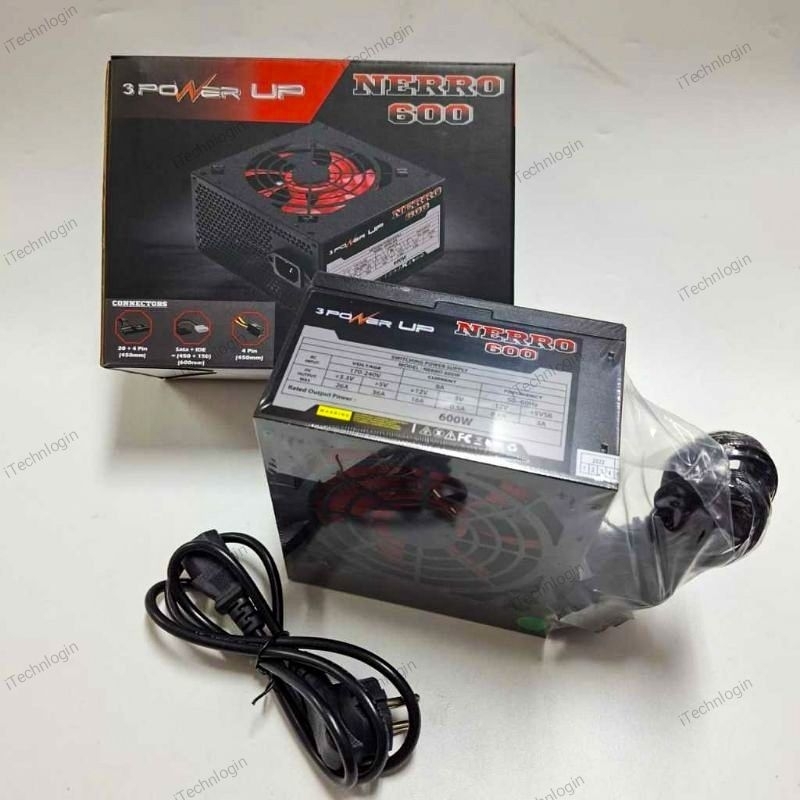 Jual Power Supply Power Up NERRO 600W - PSU 600W Flat Cable Garansi 1 Tahun | Shopee Indonesia