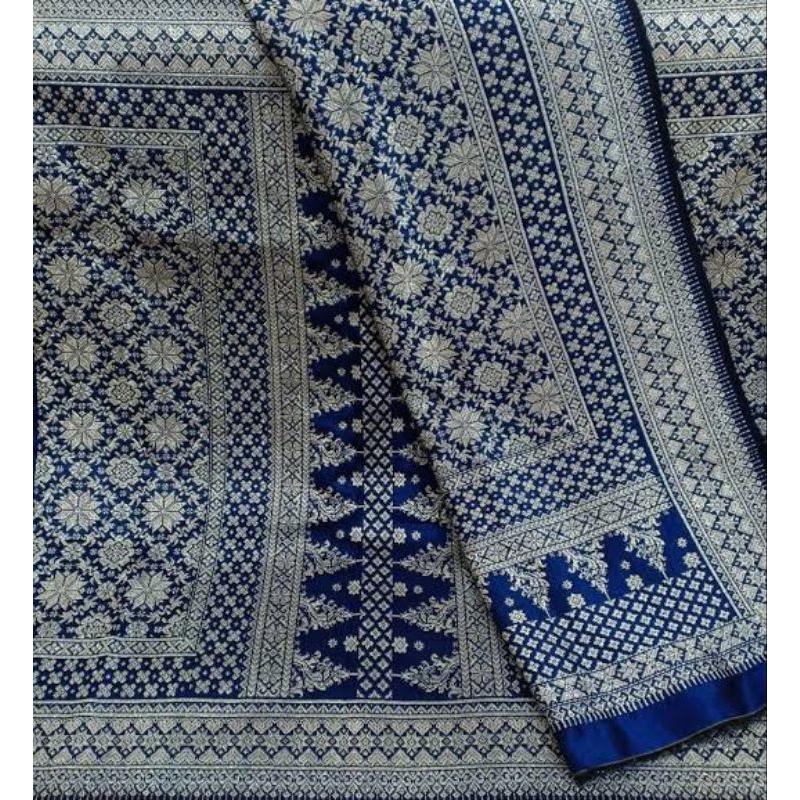 Jual SALEE 4 4 songket tenun lepus biru silver / songket palembang asli tenun tangan | Shopee ...