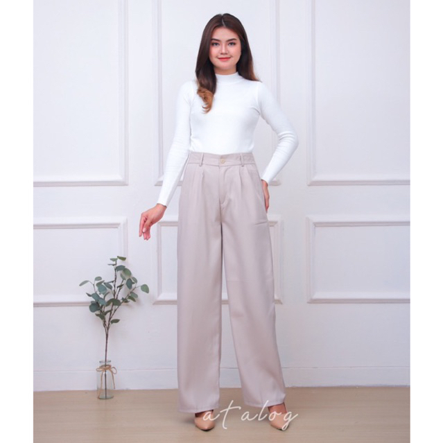 Jual Atalog - Celana Kulot Highwaist Wanita | Oro Pants | Shopee Indonesia