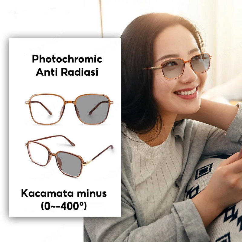 Jual Kacamata Anti Radiasi Photochromic Minus （0~-400°）Untuk Wanita ...