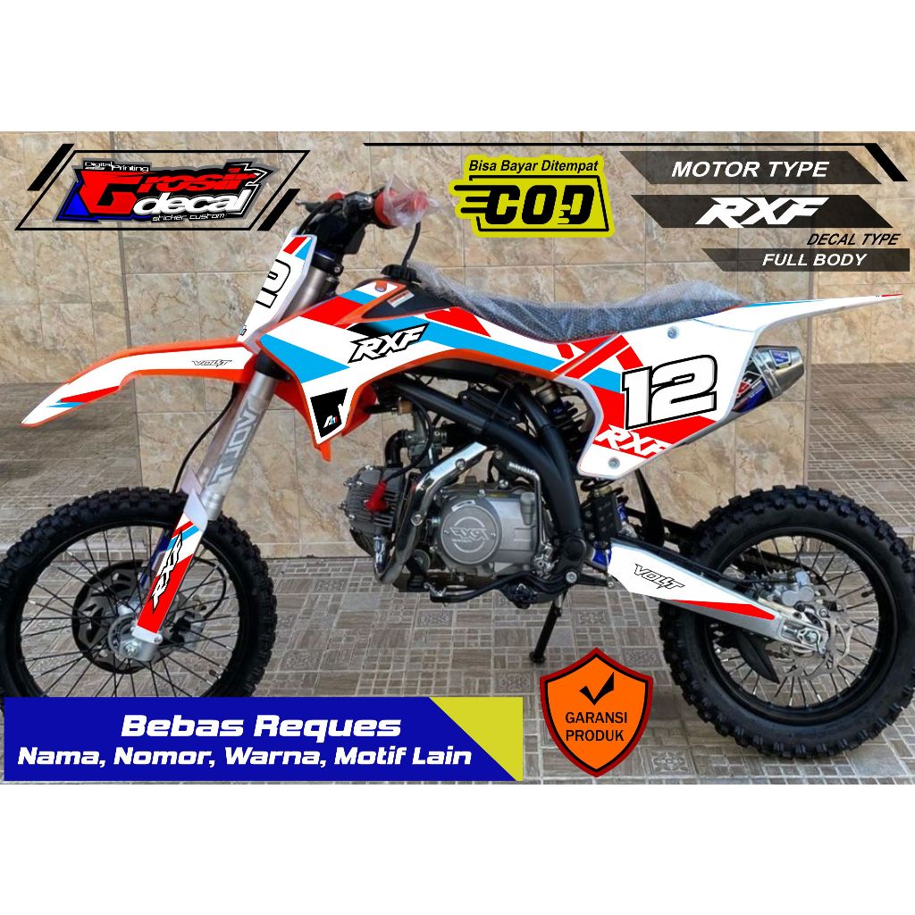 Jual Stiker Decal Stiker Trail Mini RXF 50 / 110 / 125cc Putih Full ...