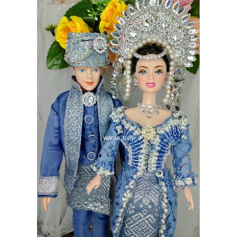 Jual baju pengantin boneka barbie adat minang modern sepasang ,warna ...
