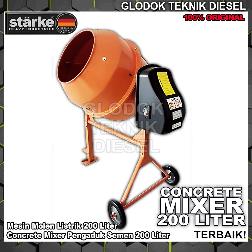Jual Starke Mesin Molen Pengaduk Cor Semen Listrik 200 Liter Elektrik Concrete Mixer Machine ...