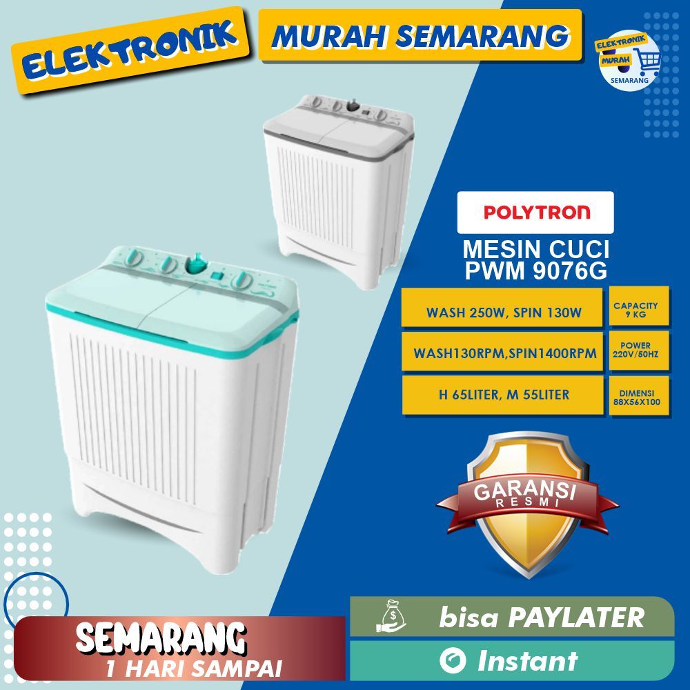 Jual MESIN CUCI POLYTRON PWM-9076 PWM 9076 TWIN TUBE 9KG BERGARANSI ...