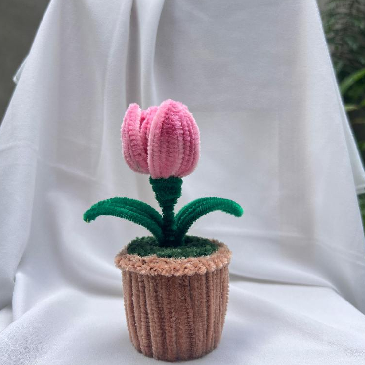 Jual Buket Mini Hiasan Bunga Merah | Bunga Pot Kawat Bulu | Pipe ...