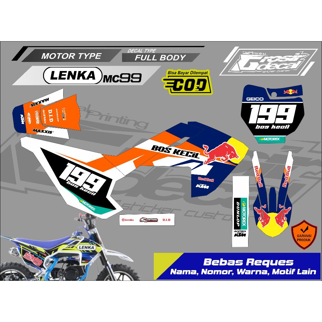 Jual Sticker Striping Mini Trail LENKA 50cc MC99 Full Body Free Custom ...