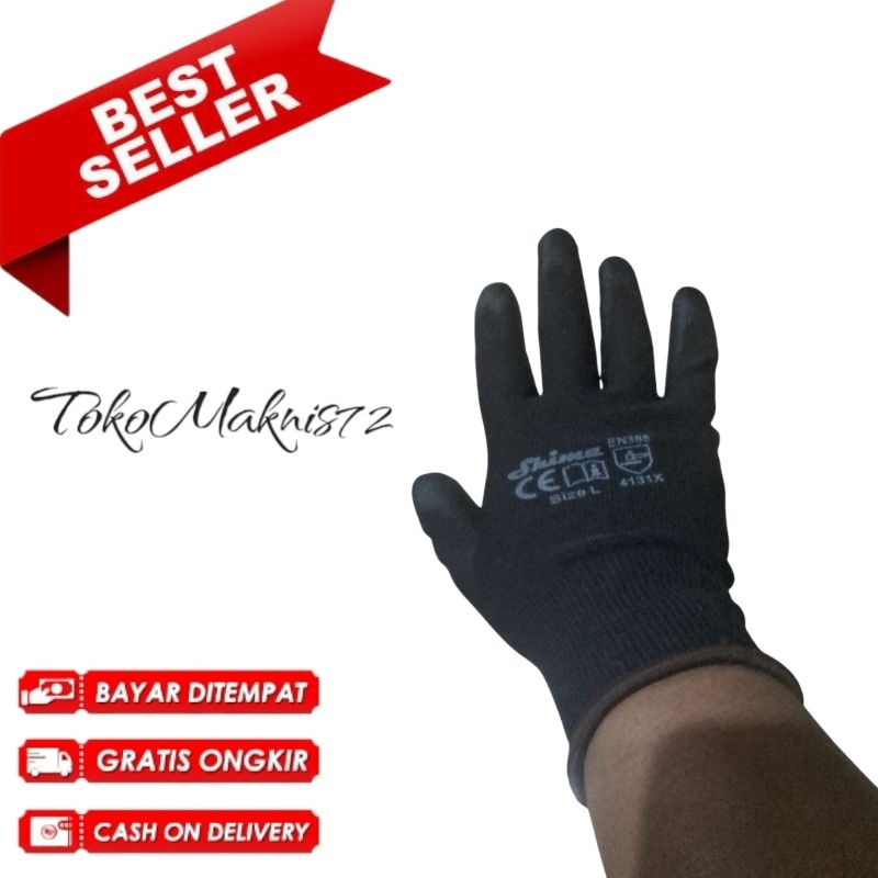 Jual sarung tangan kerja safety hitam nylon | Shopee Indonesia
