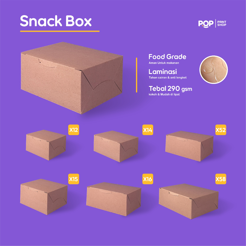 Jual Dus Kemasan Kue Snack Box | Tebal 290gsm | Food Grade Laminasi ...