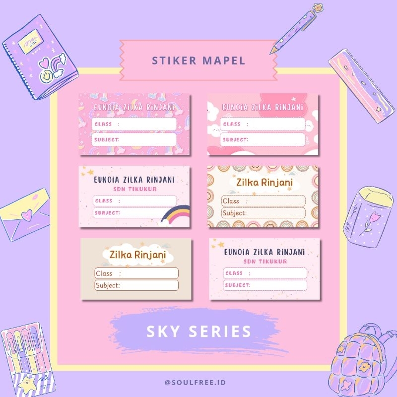 Jual stiker label buku custom / stiker mata pelajaran / stiker buku ...