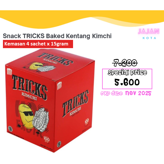 Jual Snack TRICKS Baked Kentang Kimchi 1 box (4 sachet x 15 g) | Shopee ...