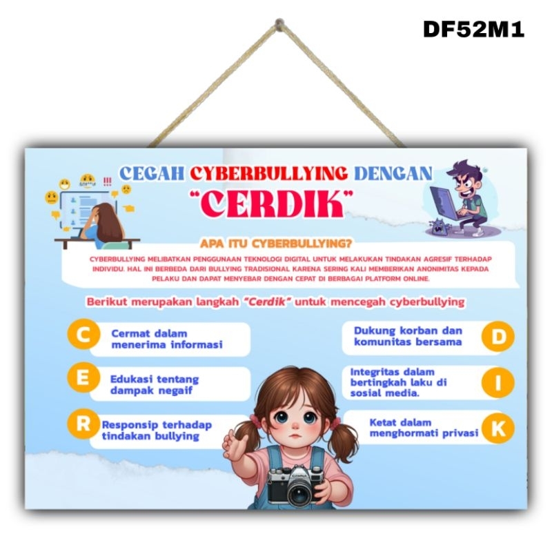 Jual Hiasan Dinding Poster INFOGRAFIS Cegah Cyber bullying Dengan Cerdik gantungan dinding ...