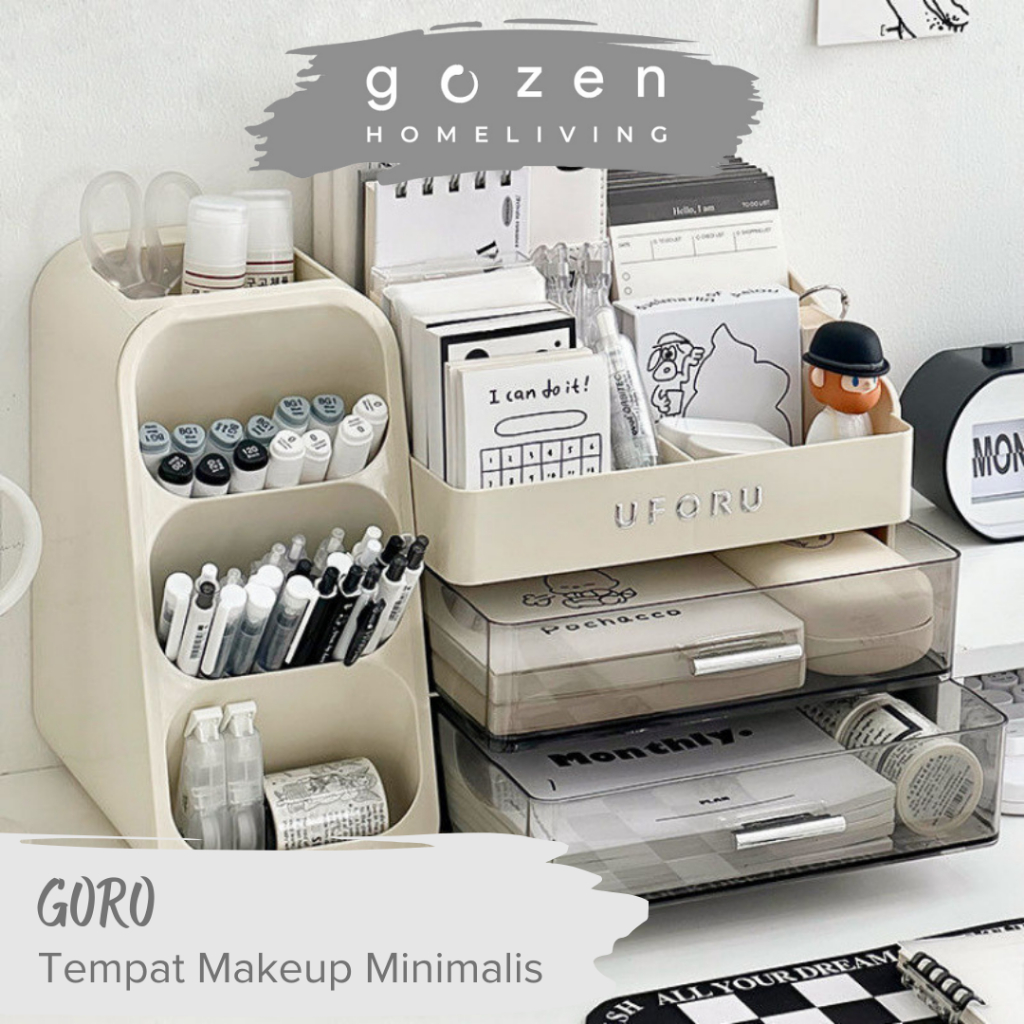 Jual |GOZEN| GORO Storage Box Makeup Estetik Rak Skincare Multifungsi ...
